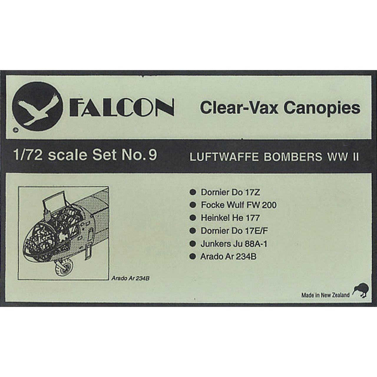 Falcon [Set No. 09] Clear-Vax Canopies Luftwaffe Bombers WWII, 1/72 ...