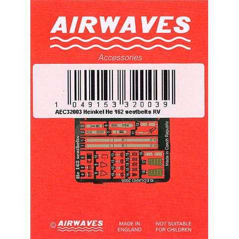 Airwaves [AEC32003], Heinkel He-162A seatbelts, 1/32 – Model Matters