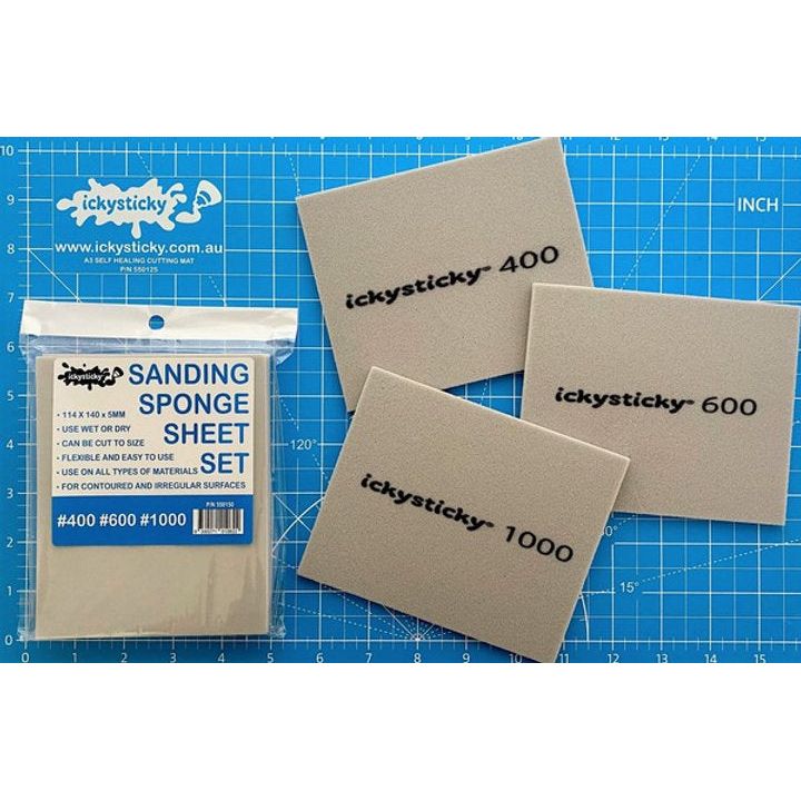 Icky Sticky [550150] Sanding Sponge sheets (3), 400; 600; 1000 grit ...