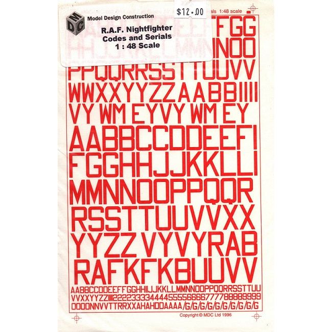 MDC [MDCDEC48-002] RAF Nightfighter codes & serials, 1/48 – Model Matters