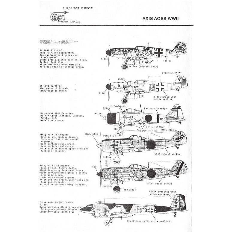 Superscale [MD72-167] Axis Aces WWII: Fw-200, A6M Zero, Ki-84 Hayate ...