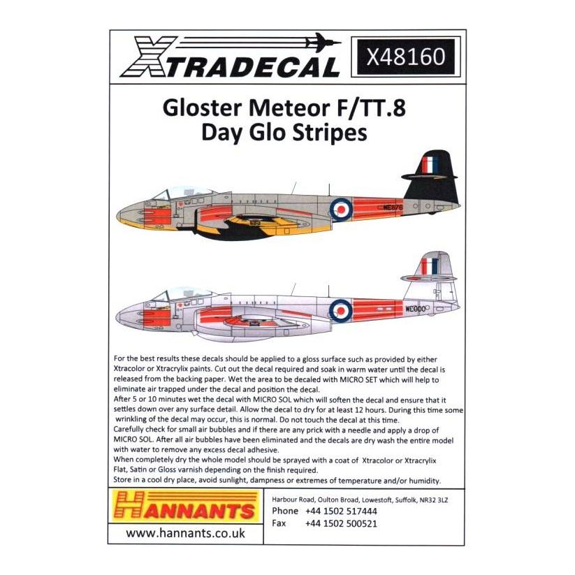 Xtradecal [X48160] Meteor F/TT.8 - dayglo stripes, 1/48 – Model Matters